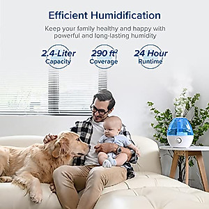LEVOIT Humidifiers for Bedroom Large Room Home, 6L Warm and Cool Mist Ultrasonic Air Vaporizer for Plants and Whole House (2.4L Water Tank), Built-in Humidity Sensor, Essential Oil Diffuser, Whisper Quiet, Timer, White