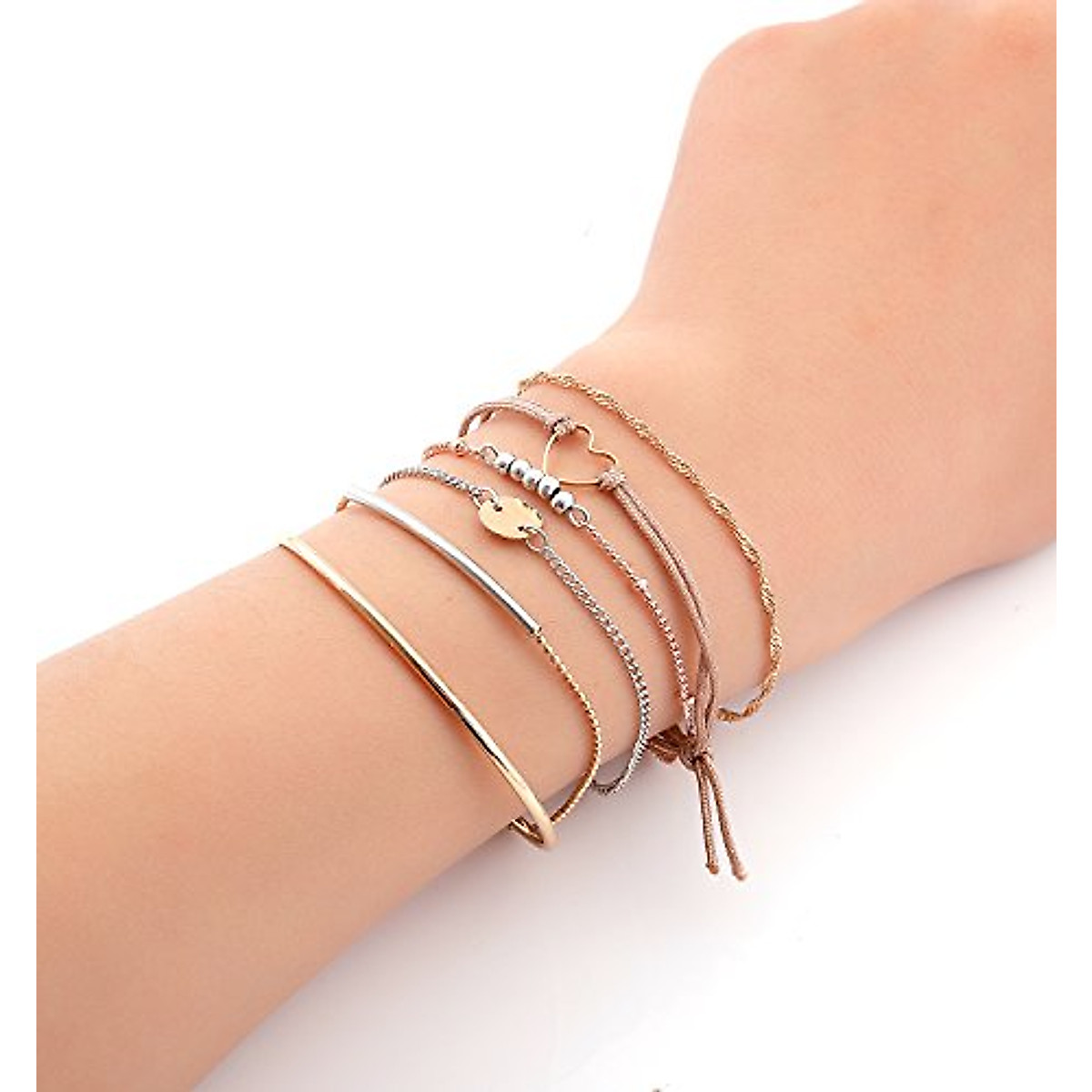 XOCARTIGE Charm Bracelets Set Bohemian Multiple Layered Beaded Bracelet for girls Delicate Chain Bracelet Bangle Cuff (Multicolor)