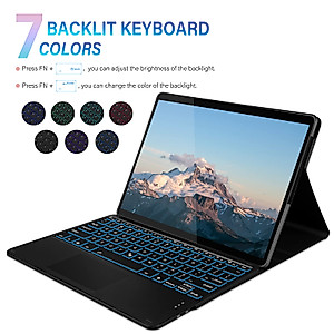 Keyboard Case with Touchpad Backlit Compatible with Surface Pro X 13-Inch, Case with Detachable Bluetooth Keyboard US Layout and Trackpad for Surface Pro X 13-Inch, Black