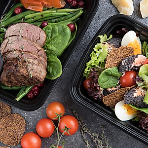 Table King 5-Pack Small Rectangular Plastic Meal Prep Containers with Lids, Reusable Food Storage Containers, Disposable Lunch Boxes, BPA Free, Freezer, Microwave & Dishwasher Safe (12 OZ)