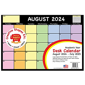 2 pcs 2024-2025 Academic Year Desk Calendar Black/White and Chalkboard Design Combination Pack, 12 months with notes space major holidays 13” x 19” Wall/Desk Teacher Planner Classroom Office Home Organization