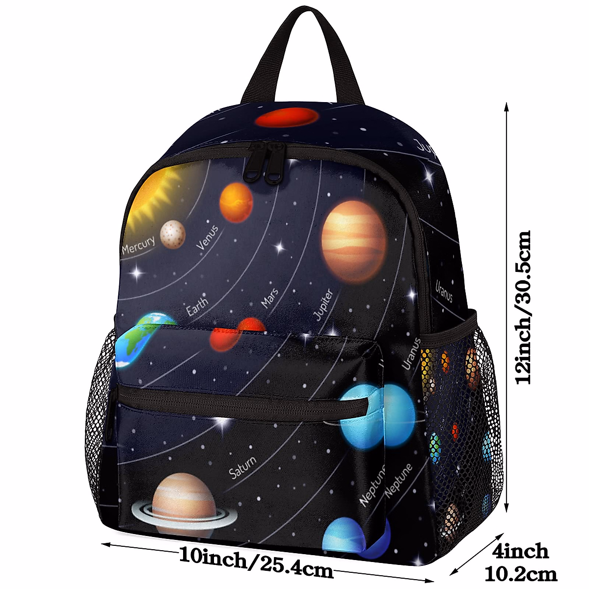 TropicalLife Universe Galaxy Solar System Kids Backpack 10*4*12 Inches School Bag Book Bag with Multiple Pockets for Boys Girl Children