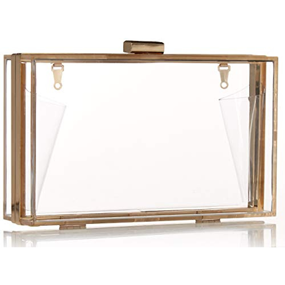 Jessica McClintock Women's Lucinda Lucite Clutch w/Pouch, Rose Gold