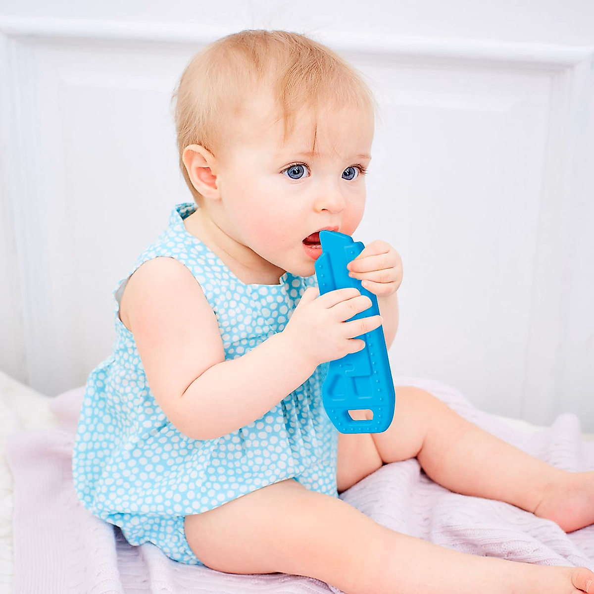 4Pcs Teething Toys for Babies, Soothe Babies Sore Gums BPA Free Silicone Teething Chew Toys with Pacifier Clip Infants Molar Teether Baby Shower Keepsake Gifts for 0-6 Months 6-12 Months