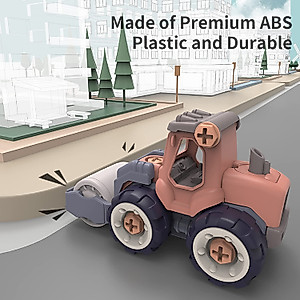 Woumserta Take Apart Construction Trucks for 3 4 5 6 Year Old Boys, STEM Building Sand Toys for Toddlers 3-5 Suitable for Party, Beach, Indoor, Educational Excavator Toy Boys Girls Birthday Xmas Gift