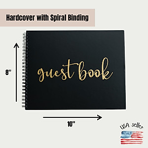 Wedding Guest Book Black Polaroid Album -Hardcover Photo Guestbook- Spiral Hardcover Book 10"x8” - Funeral, Bridal Shower, Baby Shower, Graduation Party, Registry Sign in with Marker, Stickers & Sign
