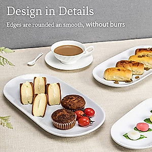 UNICASA 3 Tier Serving Tray - White Oval Serving Plate Dishes, Party Trays and Platters with Metal Rack for Cake, Snack, Fruit - Chips and Dips Serving Set