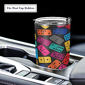 Color Dominoes Tumbler Stainless Steel Insulated Cup Travel Mug for Coffee Double Wall Vacuum Thermos with Straw and Lid 11oz