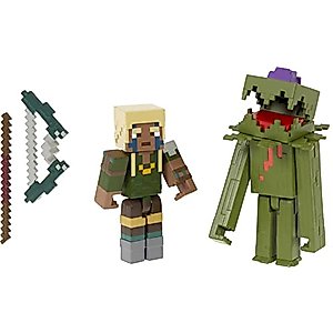 Mattel ​​Minecraft Craft-a-Block 2-Pk, Action Figures & Toys to Create, Explore and Survive, Authentic Pixelated Designs, Collectible Gifts for Kids Age 6 Years and Older