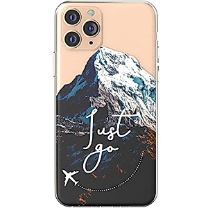 Toik Slim TPU Case for Apple iPhone 11 Pro Xs Max Xr 10 X 8 Plus 7 6s 5s SE Clear Protective Print Lightweight Gift Just Go Flexible Girls Travelling Cover Adventure Plane Women Silicone Mountain