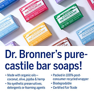 Dr. Bronner's - Pure-Castile Bar Soap (Rose, 5 ounce, 2-Pack) - Made with Organic Oils, For Face, Body and Hair, Gentle and Moisturizing, Biodegradable, Vegan, Cruelty-free, Non-GMO