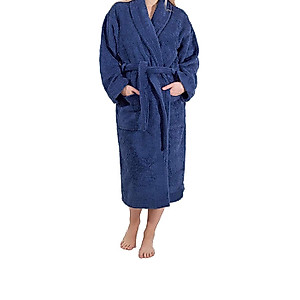 Ramesses Bathrobe Mens,Premium Thick Terry Cloth Bathrobe,Towel Bath robe Long–Staple Combed Men's Cotton Robe(Navy)