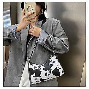 Women Cow Print Shoulder Bag Clutch Purse Underarm Handbag Satchel Zipper Tote Bag Purse