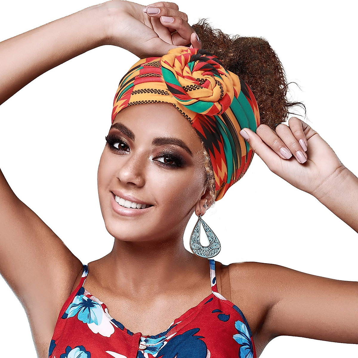 WILLBOND 6 Pieces African Headband for Women Stretchy Boho Print Hairband Yoga Running Sports Workout Head Grip Band Elastic Turban Headwrap Head Cloth for Women, Classic Pattern