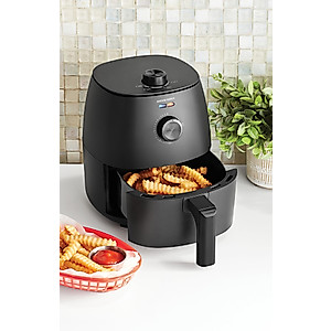 Compact 2.2 Quart Air Fryer, Non-Stick, Dishwasher Safe Basket, 1150W, Black