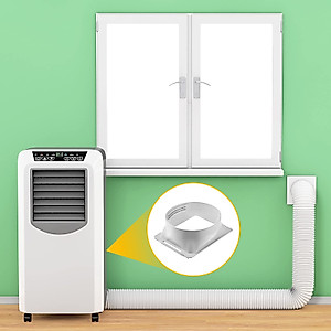 5.9 In Portable Air Conditioner Exhaust Hose Coupler Summer Portable A/C Connector Window Adapter Square Mobile A/C Coupler Connector for Air Conditioning Exhaust Duct, Square to Round(2 Pieces)