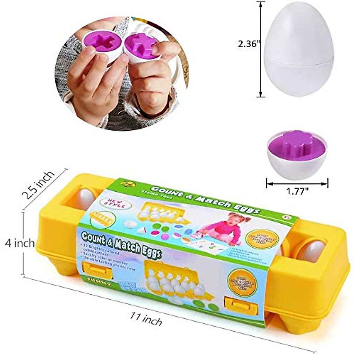 XINXIYAN Matching Eggs Toys for Toddlers 1 2 3 Year Old Boys Girls Kids Learning Educational Color Egg Shape Toy Easter Baskets for Baby Boy
