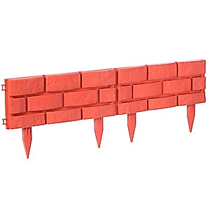 Gardenised Outdoor Brick Stone Gate Lawn Edging Pack of 8, Red
