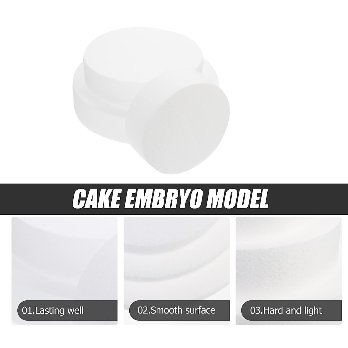 BESTonZON Wedding Cake Stand Round Cake Foam 3Pcs Round Cake Foams Cake Dummies Round Cake Foam Display Foam Cake Dummies for Decorating Practice Mould Cake Dummies Candy Set
