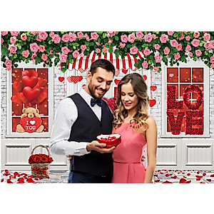 CHAIYA 8X6ft Mother's Day Backdrop Valentine's Day Store Flower Love Heart Background Wedding Bridal Shower Party Decor Banner Valentine's Day Party Decoration CY-256