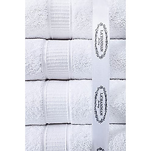 LA' HAMMAM FINE Living 4 Pieces Pack 13×13 inches Cotton Made Luxury Washcloths for Face, Bathroom, Hotel, Gym & Spa | Soft Feel Fingertip, Quick Dry and Highly Absorbent Turkish Towels – White