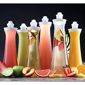 DilaBee Water Carafe with Lids - 3 Pack Plastic Juice Pitcher - Carafes for Mimosa Bar, Milk, Smoothie, Iced Tea and More - Drink Containers for Fridge - 50 Oz