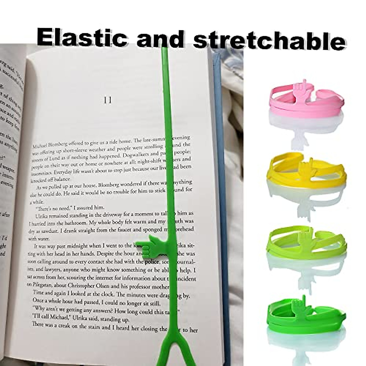 10 Pieces Finger Elastic Bookmark, Silicone Finger Point Bookmarks, Lovely Book Marker Strap with Various Colors for Office Supplies, School Supplies, Books Lovers