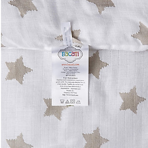 Bacati - Muslin Ikat Stars 4 Piece Toddler Bedding Set 100 Percent Cotton Includes Reversible Comforter, Fitted Sheet, Top Sheet, and Pillow Case