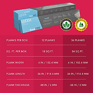 LUCiDA SURFACES Luxury Vinyl Flooring Tiles-Peel and Stick Floor Tile for DIY Installation-36 Wood-Look Planks-Greyscale-BaseCore-54 Sq. Feet