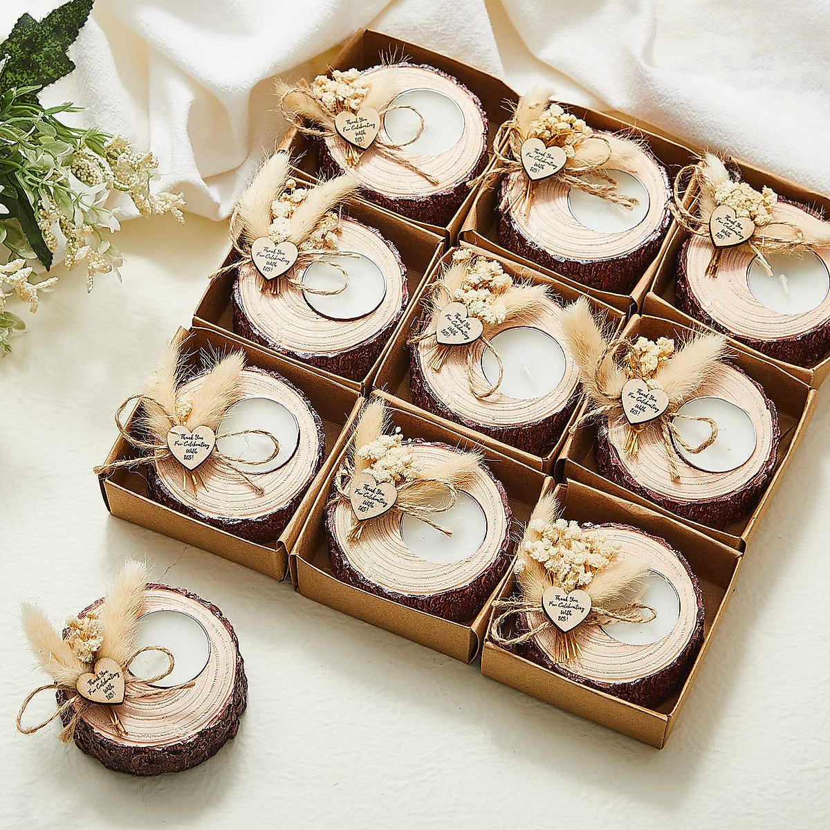 100 Pcs Wedding Favor Candle Holders Bridal Shower Favors Candles Rustic Wedding Favors Wedding Souvenirs for Guest Gifts Wedding Party Favors Wedding Decorations