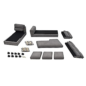 118" Wide Large Modern Upholstered L-Shaped Sectional Sofa with 2 Cushions, Modern Tufted Micro Cloth Couch with Soft Memory Foam Seats, 5 Seater Modular Sofa - Grey - Oliver & Smith