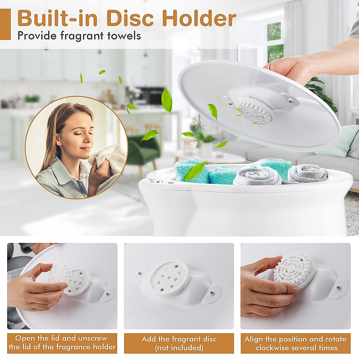 COSTWAY Bucket Style Towel Warmer, Large Towel Warmer with Fragrance Holder, Fits up to Two 40” x 70” Oversized Towels, Bathrobes, Blankets, Auto Shut Off, Luxury Towel Warmer for Bathroom, Spa