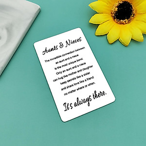 Aunt Niece Gifts Engraved Wallet Insert Card Aunt Gifts for Women Birthday Gift for Niece Girl Niece Gift from Her Auntie Graduation Gifts from Aunt Metal Wallet Insert Card Mothers Day Jewelry