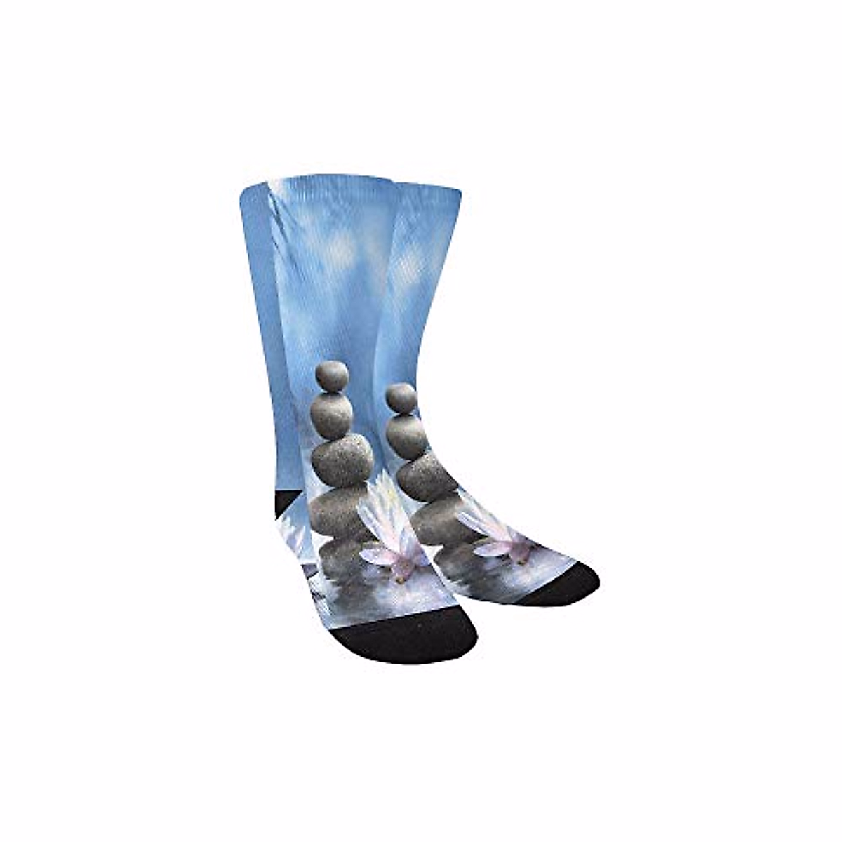 InterestPrint Spa Zen Basalt and Lotus Flowers Crew Socks Unisex Outdoor Casual Warm Socks for Kids Boys and Girls