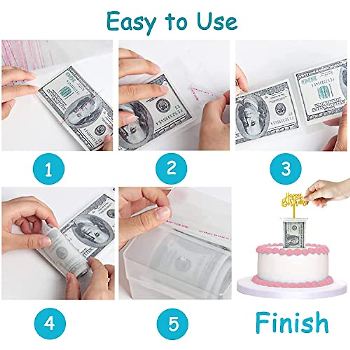 AIRSUNNY 100 Pcs 3x7 Clear Resealable Cello/Cellophane Bags Good for Bakery, Candle, Soap, Cookie Poly Bags,Cake Money Box Transparent Bags– 3" x 7''