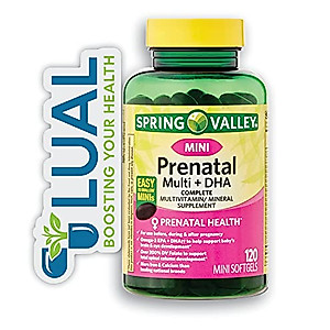 Prioritize Your Health and Baby's Development with Spring Valley Mini Prenatal Multivitamin 120 Softgels. Includes Luall Fridge Magnetic