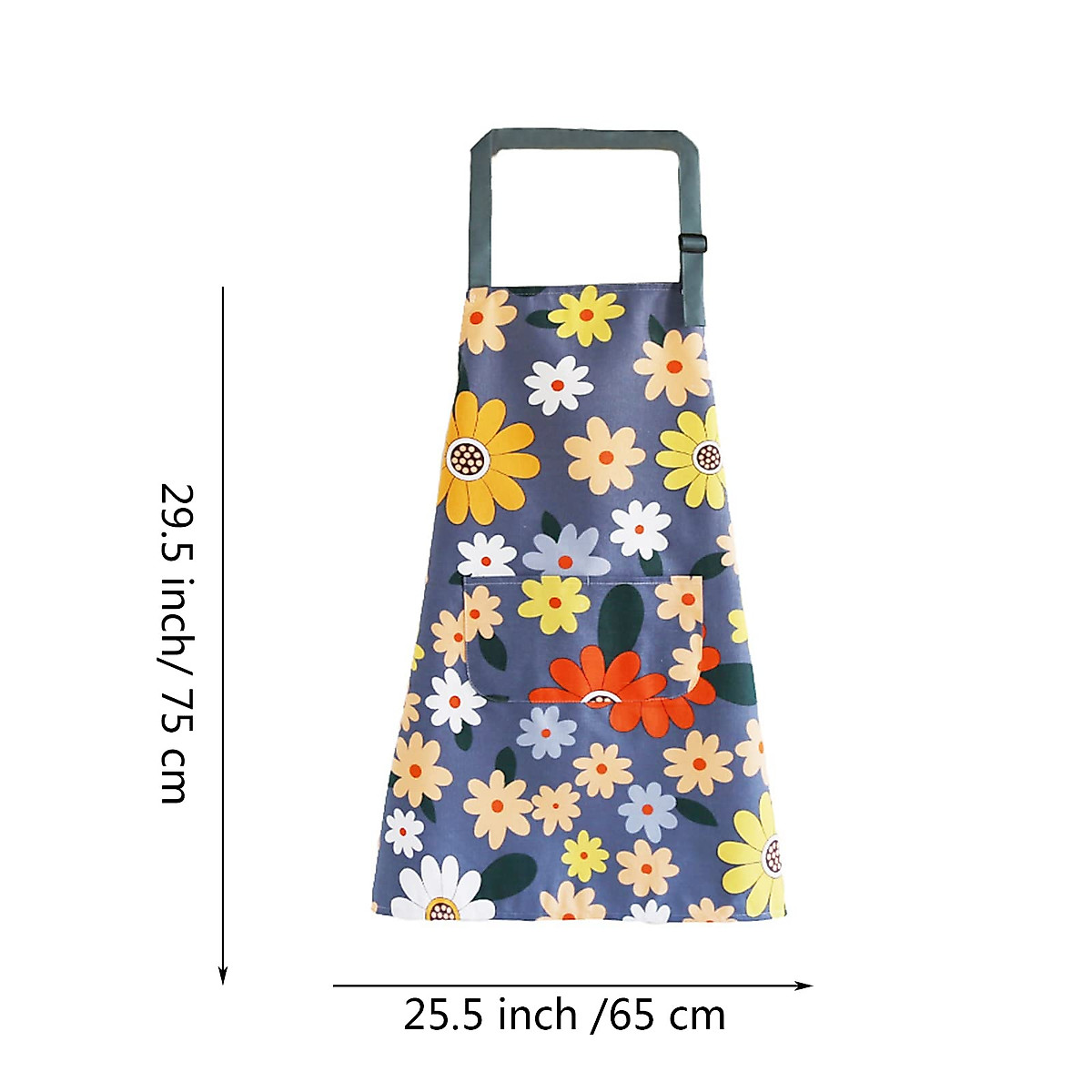 2 Packs Kitchen Bib Aprons for Women with Pockets Cute Sunflower Floral Blue Grey Adjustable Cotton Canvas Flower Chef Cooking Apron for Cooking Baking Gardening Birthday Gifts for Mom Wife Grandma
