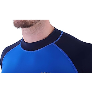 V VICROAD Mens Short Sleeve Rash Guard Swim Shirt Athletic Surfing Tee Sky/Navy-2XL