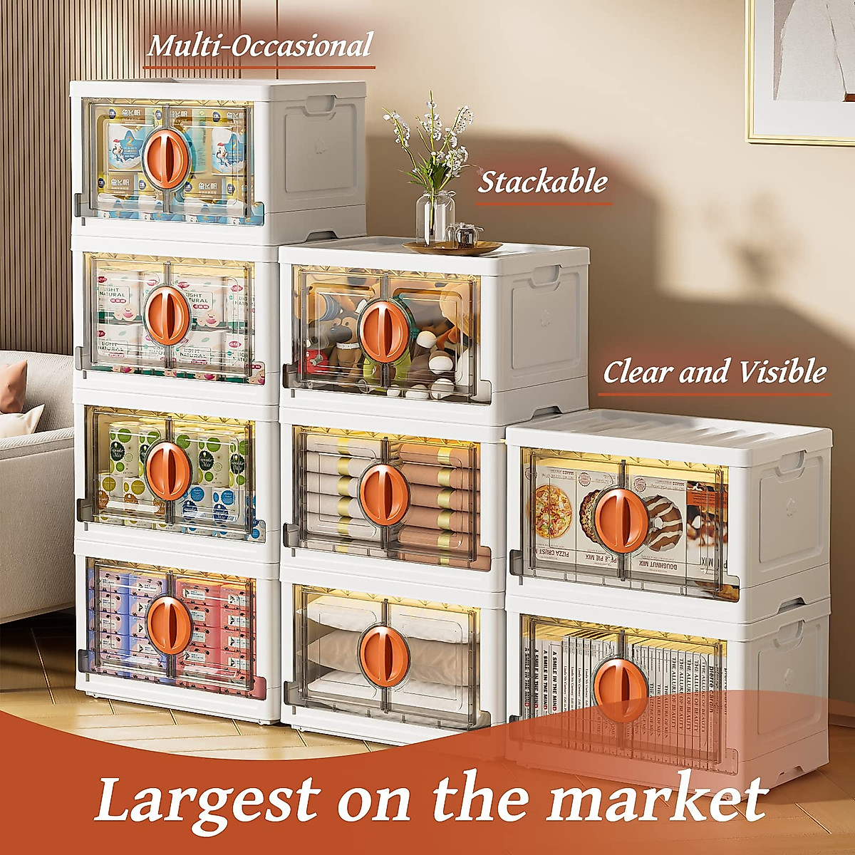 Large Collapsible Storage Bins with Lid & Wheels - ZOEMO