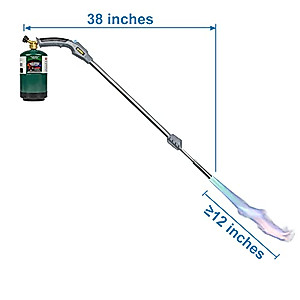 BLUEFIRE 38" Long Propane Weed Torch 50K BTU Trigger Start Self Ignition on Handle Heavy-Duty Portable Weeds Burning Garden Blowtorch Snow Melting Roof Road Repairing Campfire Starter
