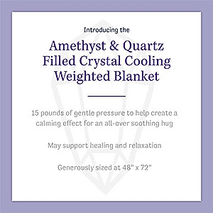 Dream Lab Amethyst and Quartz Crystal Cooling Reversible Weighted Blanket with Removable Cover, 15 Pounds, Lavender
