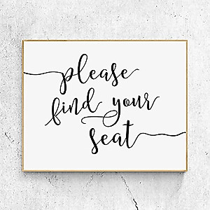 ZLKAPT Please Find Your Seat Sign, Wedding Sign, Shimmer Paper,Wedding Seating Sign, Wedding Reception Signs, Wedding Seats Sign, Rustic Sign 8x10inch