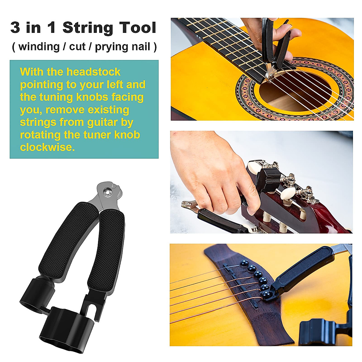 Guitar Cleaning Kit, FOLLOWIN Guitar Care System 7 Pack, Cleaner Polish, Fingerboard Lemon Oil, String Cleaner & Lubricant, Guitar Wax, Winder, Microfiber Cloth