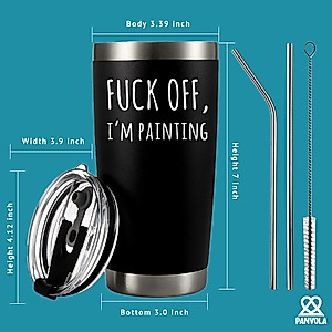 F Off I’m Painting Vacuum Insulated Tumbler Painter Gifts For Dad Husband Boyfriend Brother Son From Mom Wife Girlfriend Sister Artist Stainless Steel Removable Lid Travel Mug (20 oz)