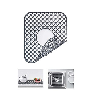 Sink Protectors for Kitchen Sink, SCITURE Sink Mats for Kitchen Stainless/Ceramic Sinks, Folding Non-slip Kitchen Sink Mat, Heat Resistant Silicone Sink Mat (1 Pcs, Grey, 13.58 ''x 11.6 '')