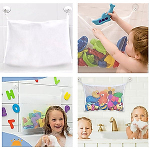 Quick Dry Mesh Bag Bath Baby Toy Organiser Bath Toy Holder with Suction Cups for Toddlers Kids Bath Games