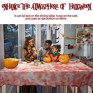 LFUTARI 3 PCS Halloween Bloody Gauze Table Cover- 85" x 60"Bloody Handprint Rectangle Tablecloth - Scary Halloween Table Cover for Halloween Decoration, Spooky Parties (3)