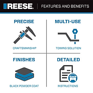 Reese Towpower 7020500 1-1/4" to 2" Receiver Adapter - 6" Long , Black