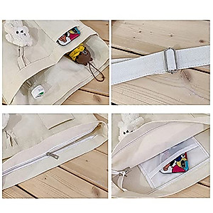 SPORTBANG Canvas Tote Bag for Women,Canvas Crossbody Cute Tote Bag Aesthetic Student Handbags Casual Shopping Work Travel Bag (Black#2, One Size)