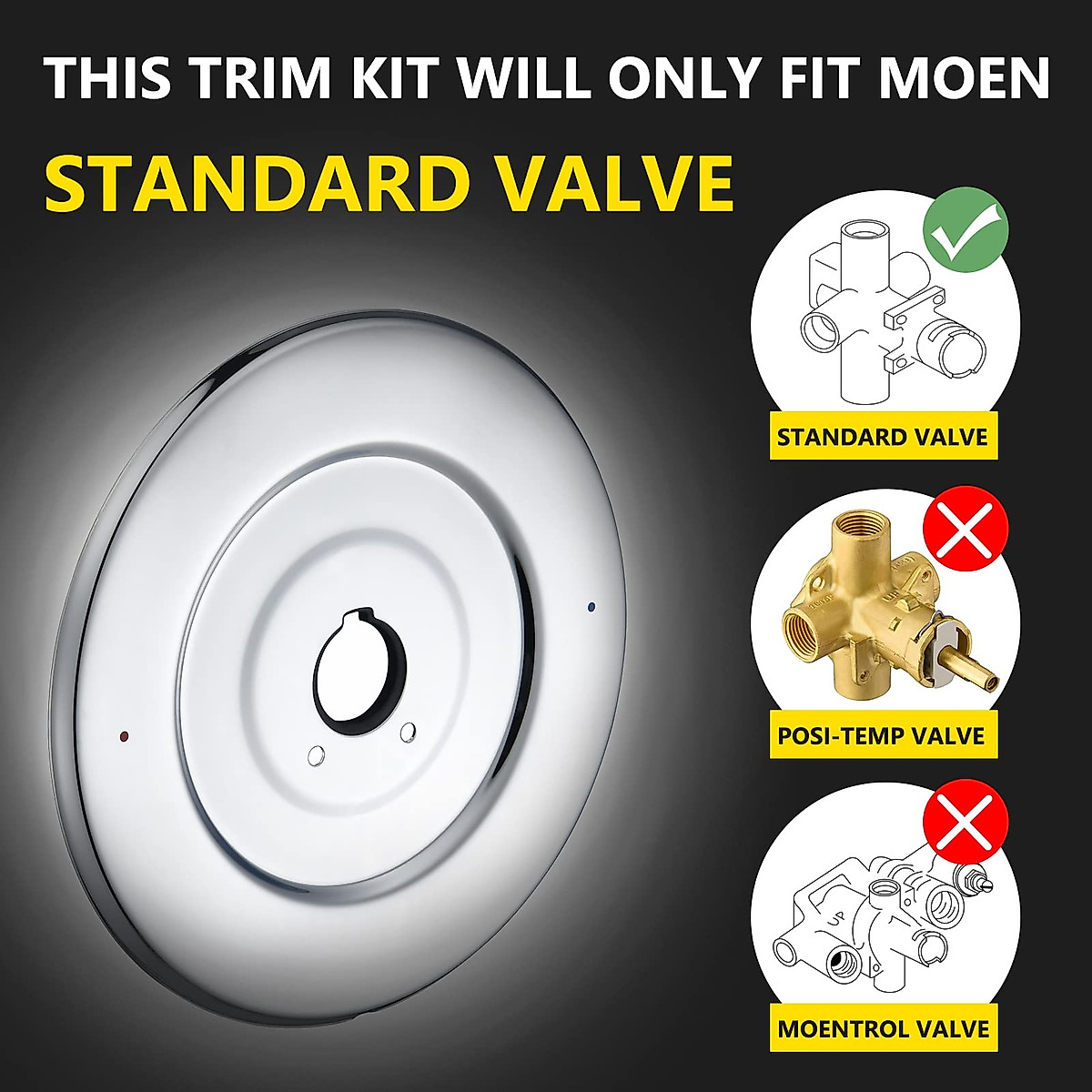 Chateau Collection Escutcheon Replacement for Moen 16090, for One-Handle Tub and Shower Faucets, Chrome